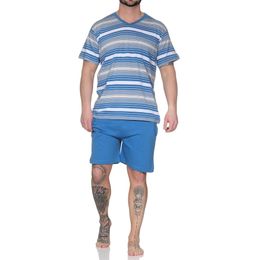 Normann Kurzarm Schlafanzug Shorty Pyjama &Uuml;bergr&ouml;&szlig;en in blau1 | Gr.: 52