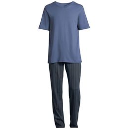 Schiesser Schlafanzug Night & Home in Blau gestreift | Gr.: 48