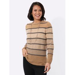 WITT WEIDEN Pullover in camel-steingrau-geringelt | Gr.: 36