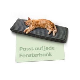 Knupis Fensterbank Katzenliege Selbstw&auml;rmend 90x28cm &ndash; Auflage Grau | Gr.: onesize