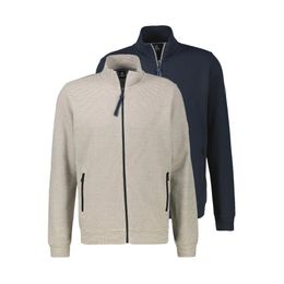 Lerros Sweatjacke Basic in Creme / dunkelblau | Gr.: XXL