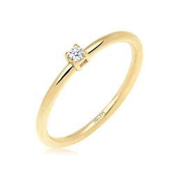 Elli DIAMONDS Ring 375 Gelbgold Verlobungsring in Wei&szlig; | Gr.: 56