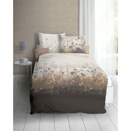 Bettw&auml;sche Kaeppel "Herbal", grau (kiesel), B/L: 135cm x 200cm, 1 Stk., 1 Stk., Mako-Satin, B/L: 80cm x 80cm, 2 Stk., Mako-Satin, Obermaterial: 100% Baumwolle, Bettw&auml;sche, Bettw&auml;sche