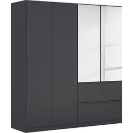 Dreht&uuml;renschrank Rauch "Kleiderschrank Schrank Garderobe COSTA in den Breiten 91/136/181 cm", graumetallic, eingriffe graumetallic, B:181cm H:197cm T:54cm, Holzwerkstoff, Schr&auml;nke, Dreht&uuml;renschrank, mit Spiegel, grifflose Front und Push-to-Open Funktion MADE IN GERMANY