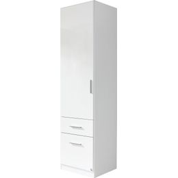 Dreht&uuml;renschrank Rauch "Kleiderschrank Schrank Garderobe Schlafzimmerschrank CELLE", wei&szlig; (alpinwei&szlig;, hochglanz wei&szlig;, griffe alu), B:47cm H:197cm T:54cm, Holzwerkstoff, Schr&auml;nke, Dreht&uuml;renschrank, in 4 Breiten und 2 H&ouml;hen, optional mit Schubk&auml;sten MADE IN GERMANY