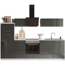 K&uuml;che respekta "Amanda", grau (k&uuml;che: grau, front: grau, korpus: wei&szlig;, arbeitsplatte: wei&szlig;), B:280cm H:200cm T:60cm, Komplettk&uuml;chen-Sets, Breite 280 cm, mit Soft-Close, in exklusiver Konfiguration f&uuml;r OTTO