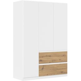 Dreht&uuml;renschrank Rauch "Kleiderschrank Schrank Garderobe COSTA in den Breiten 91/136/181 cm", alpinwei&szlig;, eiche artisan, eingriffe alpinwei&szlig;, B:136cm H:197cm T:54cm, Holzwerkstoff, Schr&auml;nke, Dreht&uuml;renschrank, viel Platz, grifflose Front und Push-to-Open Funktion MADE IN GERMANY
