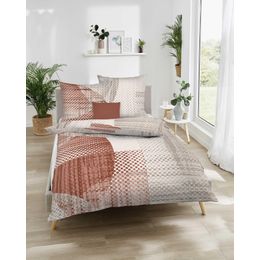 Bettw&auml;sche Kaeppel "Supreme", orange (terra), B/L: 200cm x 200cm, 1 Stk., 2 Stk., Feinbiber, B/L: 80cm x 80cm & 80cm x 80cm, 3 Stk., Feinbiber, Obermaterial: 100% Baumwolle, Bettw&auml;sche, Bettw&auml;sche, mit graphischem Print