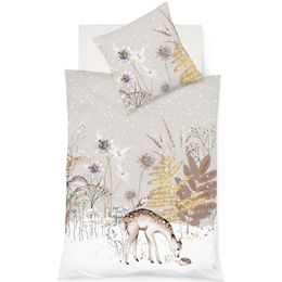 Bettw&auml;sche Fleuresse "Aspen 4372", beige (natur), B/L: 135cm x 200cm, 1 Stk., 1 Stk., Feinbiber, B/L: 80cm x 80cm, 2 Stk., Feinbiber, Obermaterial: 100% Baumwolle, Bettw&auml;sche, Bettw&auml;sche, Feinbiber, Baumwolle, in Gr. 135x200, 155x220, 200x200cm