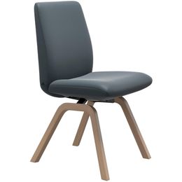 Polsterstuhl stressless "Laurel", blau (atlantic blau batick, schwarz), B:49cm H:92cm T:59cm, Leder BATICK: BATICK ist ein leicht korrigiertes, durchgef&auml;rbtes und genarbtes M&ouml;belleder, bei dem die meisten Unebenheiten und Spuren in der Regel entfernt wurden., St&uuml;hle, Polsterstuhl, Low Back, Gr&ouml;&szlig;e L, mit schr&auml;ggestellten Beinen in Schwarz