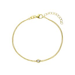 Armband Jobo, gold (goldfarben, wei&szlig;), Armb&auml;nder, Damen, 19cm, Silber 925 (Sterlingsilber), Armband, 925 Silber vergoldet mit Zirkonia