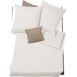 Bettw&auml;sche Fleuresse "Rio", beige, B/L: 155cm x 200cm, 1 Stk., 1 Stk., Seersucker, B/L: 80cm x 80cm, 2 Stk., Seersucker, Obermaterial: 100% Baumwolle, Bettw&auml;sche, Bettw&auml;sche, Feine buntgewebte Seersucker-Bettw&auml;sche mit Rei&szlig;verschluss