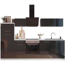 K&uuml;che respekta "Amanda", schwarz (k&uuml;che: schwarz, front: schwarz, korpus: wei&szlig;, arbeitsplatte: wei&szlig;), B:280cm H:200cm T:60cm, Komplettk&uuml;chen-Sets, Breite 280 cm, mit Soft-Close, in exklusiver Konfiguration f&uuml;r OTTO