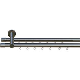 Gardinenstange Indeko "Consul", edelstahl, optik, L:410cm &Oslash;:16mm, Aluminium, Gardinenstangen, Innenlauf Komplett-Set inkl. Gleitern und Montagematerial