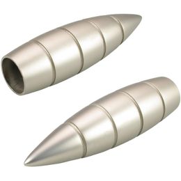 Gardinenstangen-Endst&uuml;ck Liedeco "Bullet mit Rille" Gr. 1, silber (chromfarben, matt), H:2,5cm L:8,5cm &Oslash;:1,6cm, Gardinenstangenendst&uuml;cke, Gardinenstangen-Endst&uuml;ck, f&uuml;r Gardinenstangen &Oslash; 16 mm