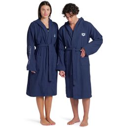 Bademantel arena "arena Unisex Zeppelin Bademantel" Gr. M, navy, wei&szlig;, L:115cm, Baumwolle, Hausm&auml;ntel, Bademantel, Schwimmbad, Sauna, Baumwolle, Unisex, weich, bequem, Kapuze, leicht