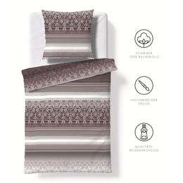 Bettw&auml;sche Fleuresse "Aspen", braun, B/L: 155cm x 220cm, 1 Stk., 1 Stk., Feinbiber, B/L: 80cm x 80cm, 2 Stk., Feinbiber, Obermaterial: 100% Baumwolle, Bettw&auml;sche, Bettw&auml;sche, Feinbiber mit Karo