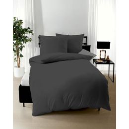 Bettw&auml;sche Kaeppel "Uni", grau (titanium), B/L: 140cm x 220cm, 1 Stk., 1 Stk., Mako-Satin, B/L: 70cm x 90cm, 2 Stk., Mako-Satin, Obermaterial: 100% Baumwolle, Bettw&auml;sche, Bettw&auml;sche, Unifarben
