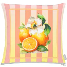 Dekokissen Apelt "3811", zartes apricot, gelb, bedruckt, B:48cm H:10cm L:48cm, Obermaterial: 75% Baumwolle, 25% Polyester. F&uuml;llung: 100% Polyester, Dekokissen_Sitzkissen_Kissenh&uuml;llen, Statement-Rei&szlig;verschluss
