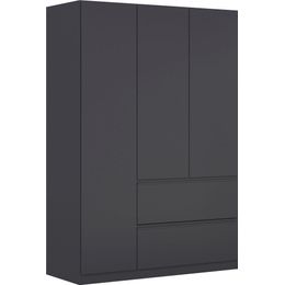 Dreht&uuml;renschrank Rauch "Kleiderschrank Schrank Garderobe COSTA in den Breiten 91/136/181 cm", graumetallic, eingriffe graumetallic, B:136cm H:197cm T:54cm, Holzwerkstoff, Schr&auml;nke, Dreht&uuml;renschrank, viel Platz, grifflose Front und Push-to-Open Funktion MADE IN GERMANY