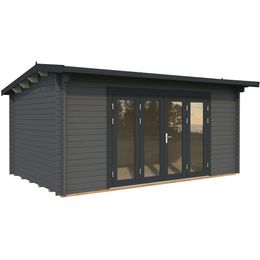 Gartenhaus Palmako "Ines Bitfold", grau (dunkelgrau, anthrazit), Fu&szlig;boden im Gartenhaus, ohne Dacheindeckung, Massivholz, Gartenh&auml;user, Gartenhaus, verschiedene Farben
