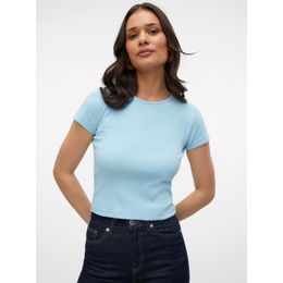 V&eacute;ro Moda Kurzarmshirt VERO MODA "VMCHLOE SS SHORT TOP JRS NOOS", Damen, Gr. S, blau (cool blau), Feinripp, Obermaterial: 95% Baumwolle, 5% Elasthan, unifarben, figurbetont taillenlang, Rundhals, Shirts, Baumwollmischung