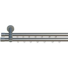 Gardinenstange Indeko "Consul", silber, L:240cm &Oslash;:16mm, Aluminium, Gardinenstangen, Innenlauf Komplett-Set inkl. Gleitern und Montagematerial