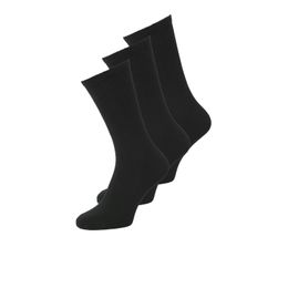 Jack & Jones Freizeitsocken JACK & JONES "JACCHARLES &ndash; Tennissocken im 3er-Pack mit Stretch-Komfort", Herren, Gr. 1, schwarz (schwarz pack:schwarz, schwarz), Baumwollmischung, unifarben, Socken, unifarben, casual