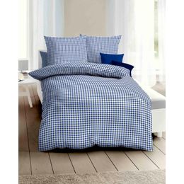 Bettw&auml;sche Kaeppel "Vichy Karo", blau, B/L: 135cm x 200cm, 1 Stk., 1 Stk., Feinbiber, B/L: 80cm x 80cm, 2 Stk., Feinbiber, Obermaterial: 100% Baumwolle, Bettw&auml;sche, Bettw&auml;sche, mit Karomuster