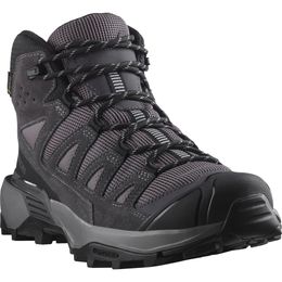 Wanderschuh Salomon "X ULTRA 360 LEATHER MID GORE-TEX", Damen, Gr. 42, grau (shark), Nubukleder, Synthetik, Schuhe Wanderschuh, wasserdicht