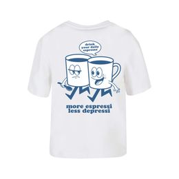 Miss Tee T-Shirt 'Daily Espresso' Damen Gr&ouml;&szlig;e XS dunkelblau / wei&szlig;