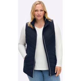 Steppweste sheego, Damen, Gr. 52, tiefblau, 100% Polyester, Wattierung:100% Polyester, unifarben, Westen Steppweste