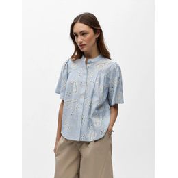 Object Bluse 'OBJViola' Damen Gr&ouml;&szlig;e S taubenblau / wei&szlig;