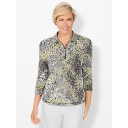 Poloshirt Classic Basics "Shirt", Damen, Gr. 40, gelb (vanille, bedruckt), 95% Viskose, 5% Elasthan, gemustert, mehrfarbig, Shirts
