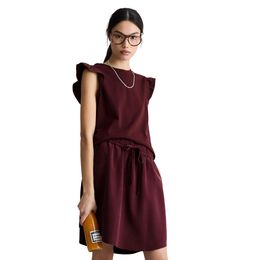 Marc O'Polo T-Shirt MARC O'POLO DENIM "aus Material-Mix", Damen, Gr. XXL, merlot rot, Obermaterial: 100% Baumwolle, unifarben, Basic, regular fit, Rundhals, R&uuml;schen, Shirts T-Shirt