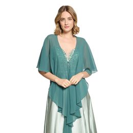 Multifunktionstuch Vera Mont "Damen mit Volant", Damen, Gr. M, gr&uuml;n (schwarz emerald), Chiffon, Polyester, festlich, Modet&uuml;cher Multifunktionstuch, Nahtf&uuml;hrung