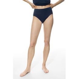 Taillenslip Mey "SERIE EMOTION", Damen, Gr. 40, blau (night blau), Feinripp, Obermaterial: 50% Viskose, 46% Polyamid, 4% Elasthan, k&ouml;rpernah, Unterhosen Taillenslip, Ohne auftragende Seitenn&auml;hte