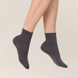 Socken Kunert "SENSUAL COTTON", Damen, Gr. 39-42, antracite, Baumwollmischung, normal, Socken Socken, druckfreier Komfortbund mit Rollrand