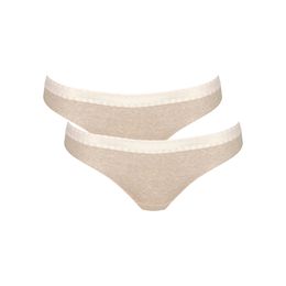 Brasilslip Sloggi "GO Ribbed", Damen, Gr. XL, grau (grau combination), Feinripp, Obermaterial: 95% Polyamid, 5% Elasthan, clean, unifarben, figurbetont, Unterhosen, Feinripp, Stretch-Spitze, bequem, weich, elastisch