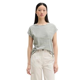 Marc O'Polo T-Shirt MARC O'POLO "aus weichem Baumwoll-Slub-Jersey", Damen, Gr. L, medium gr&uuml;n, Obermaterial: 100% Baumwolle, gestreift, Basic, regular fit, U-Boot-Ausschnitt, normaler Saum, Shirts T-Shirt
