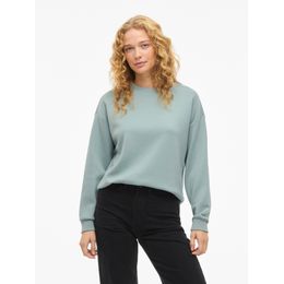 Sweatshirt Vila "VISANDY L/S SWEAT TOP - NOOS", Damen, Gr. XS, blau surf, Sweatware, Obermaterial: 50% Viskose, 44% Polyester, 6% Elasthan, unifarben, regular fit normal, Rundhals, Sweatshirts Sweatshirt, Viskosemischung, regular fit