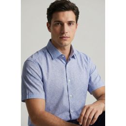 Kurzarmhemd Gant "POPLIN AOP", Herren, Gr. XXL, N-Gr, faded denim, Web, Obermaterial: 100% Baumwolle, gemustert, regular fit normal, Hemden, normale Passform, Kentkragen