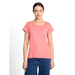 T-Shirt Tom Tailor, Damen, Gr. L, rosa (soft coral pink), Jersey, Obermaterial: 100% Baumwolle, unifarben, regular fit normal, Rundhals, Shirts T-Shirt