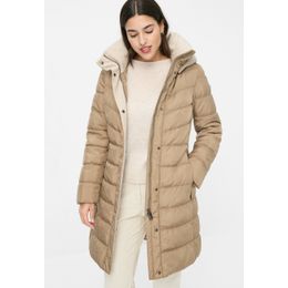 Fuchs & Schmitt Steppmantel FUCHS SCHMITT "Steppkurzmantel", Damen, Gr. 44, braun (beige), Web, Obermaterial: 100% Polyester, clean, unifarben, regular fit lang, Rundhals, eingesetzt gerader Abschluss, M&auml;ntel Steppmantel, mit Kapuze