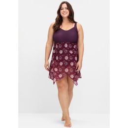 Badekleid sheego by Joe Browns, Damen, Gr. 46, Cup C, lila (beere, gemustert), Elasthan, Badeanz&uuml;ge