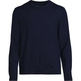 LANDS' END Merino-Pullover mit Rundhals, Herren,  Blau, Wolle, by Lands' End