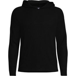 LANDS' END Weicher Rippstrick-Kapuzenpullover, Herren,  Schwarz, Elasthan/Viskose-Mischung/Polyester-Mischung, by Lands' End