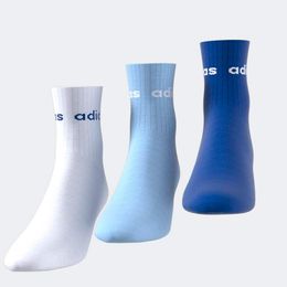 Funktionssocken adidas Performance "LIN KIDS CRW 3P", M&auml;dchen, Gr. 28-30, wei&szlig; (wei&szlig;, globlu, royblu), Obermaterial: 65% Baumwolle, 31% Polyester, 4% Elasthan, Socken