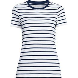 LANDS' END Supima Kurzarm-Shirt mit rundem Ausschnitt, Damen,  Blau, Baumwolle, by Lands' End