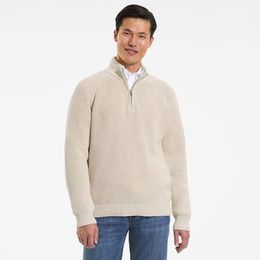 LANDS' END DRIFTER Pullover mit Rei&szlig;verschluss, Herren,  Wei&szlig;, Baumwolle, by Lands' End